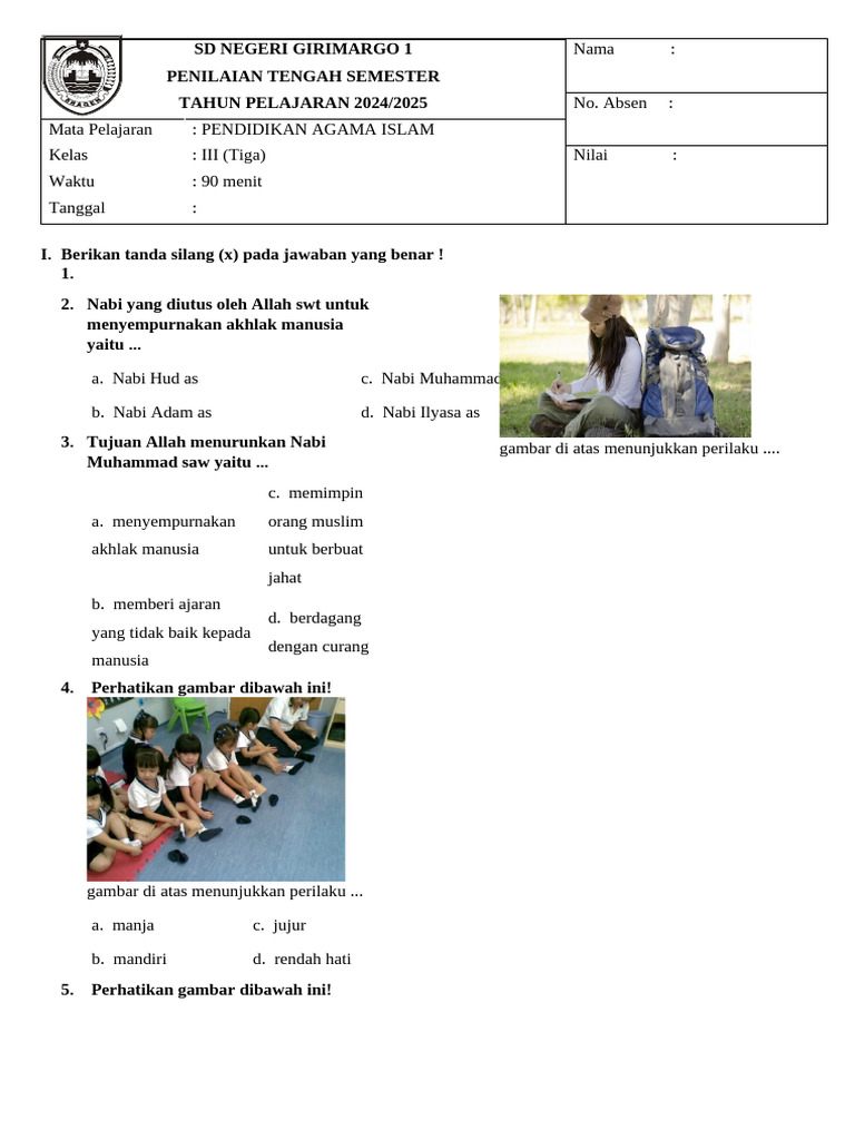 PTS 2024 Kelas 3 | PDF