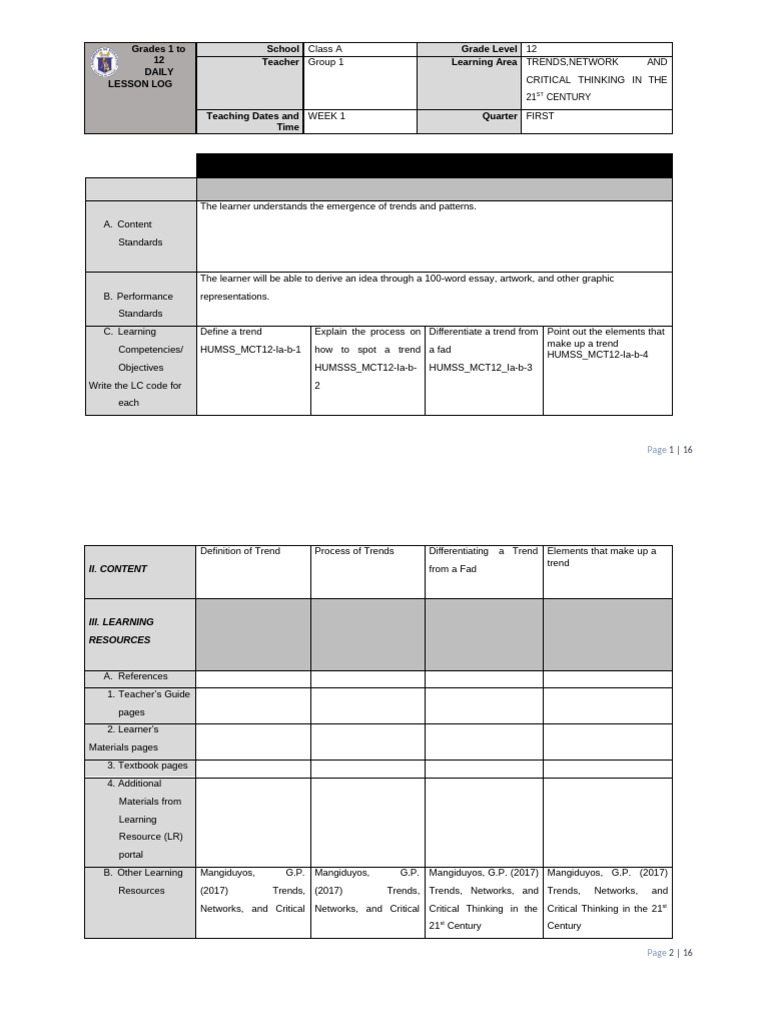 DLP Trends Week 1 Defining A Trend | PDF