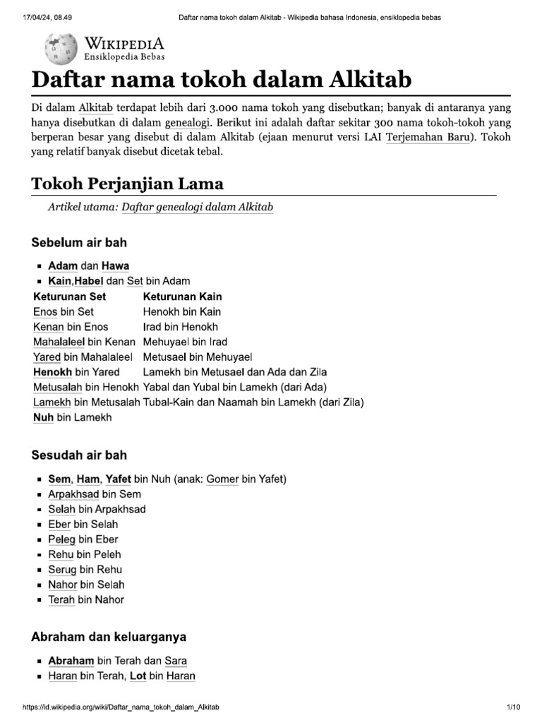 Tokoh Dalam Alkitab | PDF