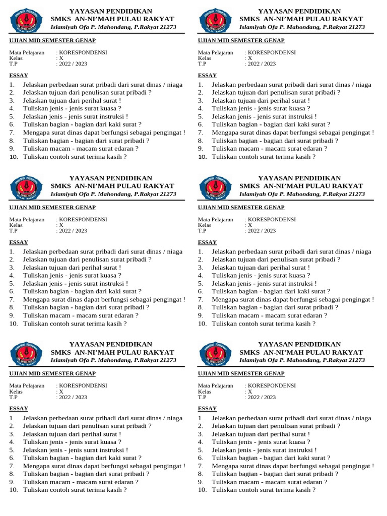 MID Genap 2022-2023 | PDF