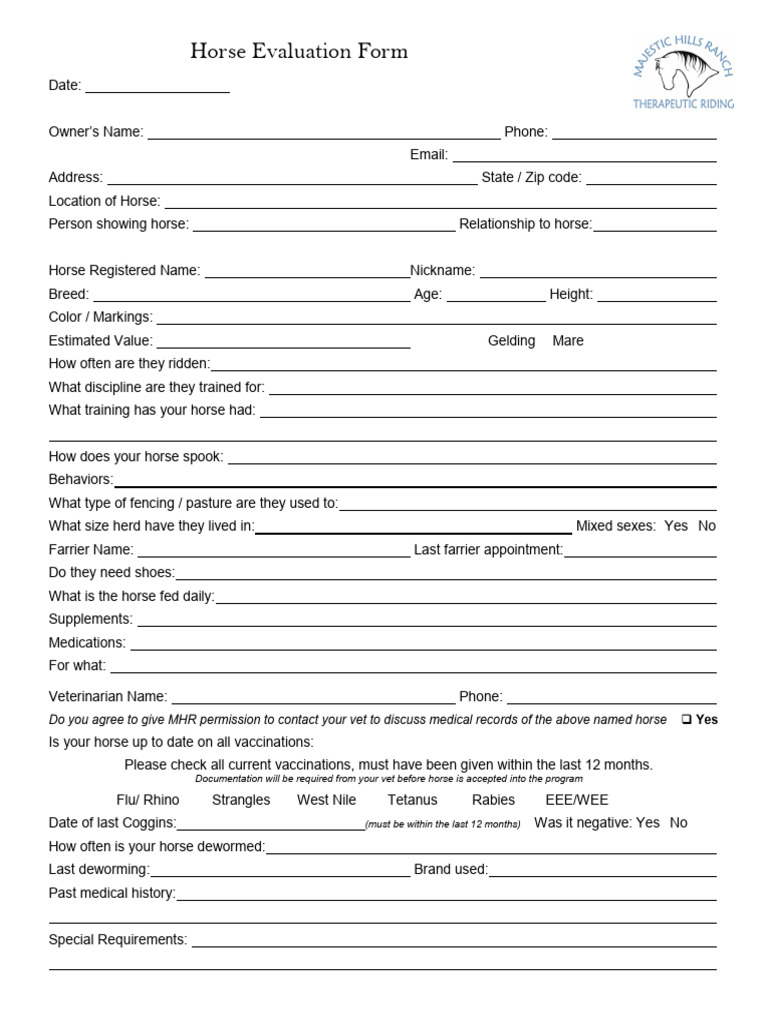 Horse Evaluation | PDF