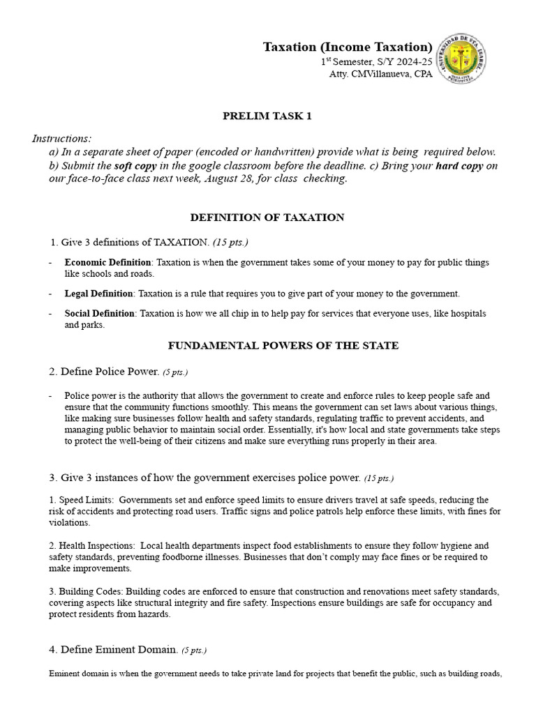 2024-Income Tax-Prelim Task 1-180points | PDF