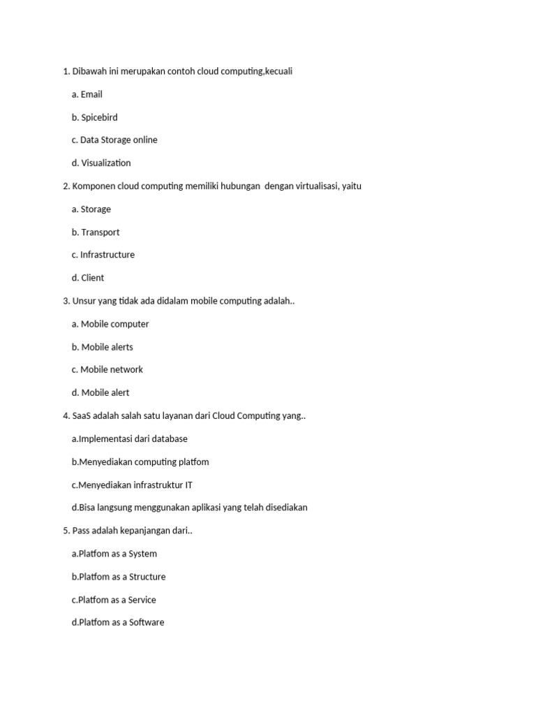 Soal PG Cloud Computing | PDF