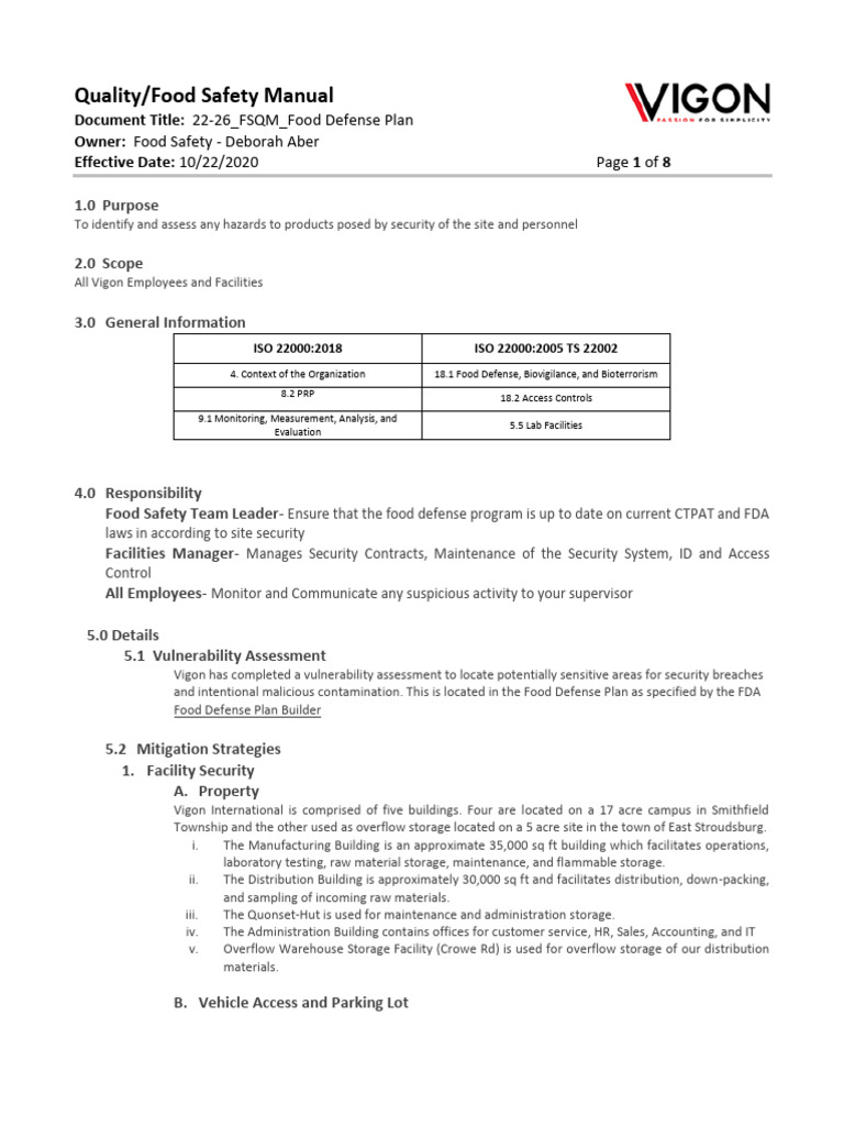 Food-Defense-Plan | PDF