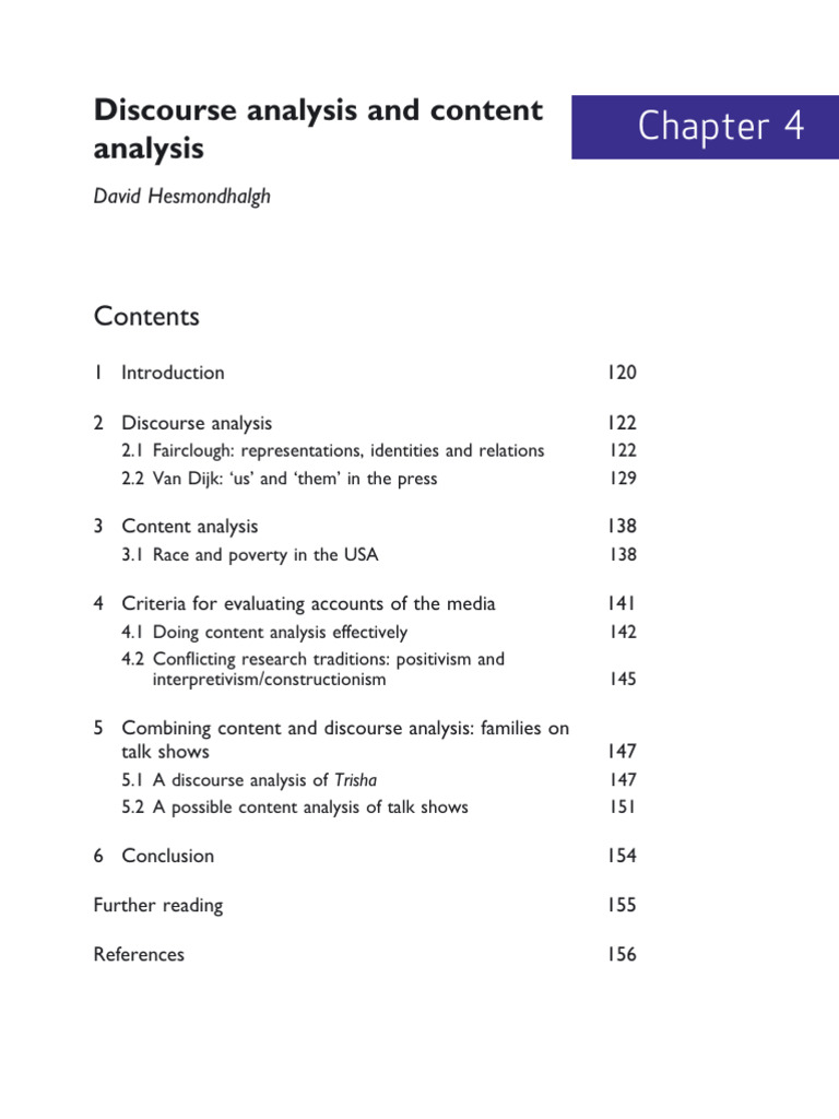 Discourse Analysis and Content Analysis | PDF
