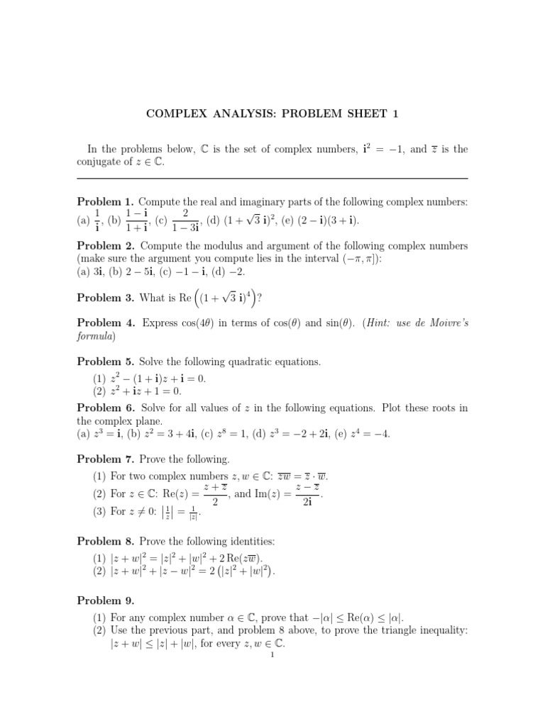 Problem Sheet 1 | PDF