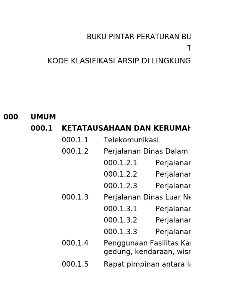 Buku Pintar Kode Klasifikasi Arsip Pemda Kab - Bogor No 29 TH 2023 | PDF