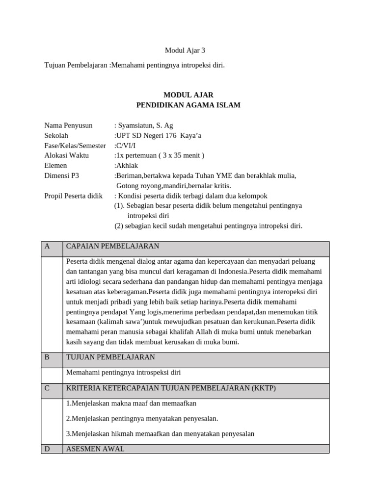 Modul Ajar Syam | PDF