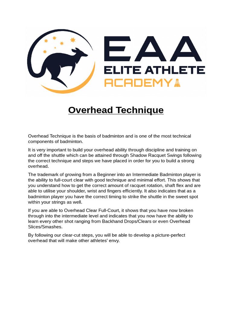 Beginner Overhead Technique 2 | PDF