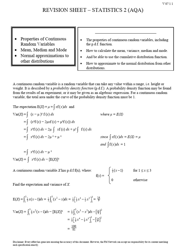 AQA S2 Revision Sheets | PDF