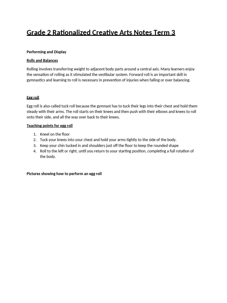 Grade 2 Rationalized Creative Arts Notes Term 3: Performing and Display ...