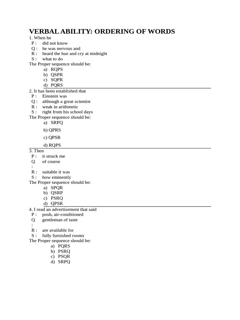 Verbal Ability | PDF