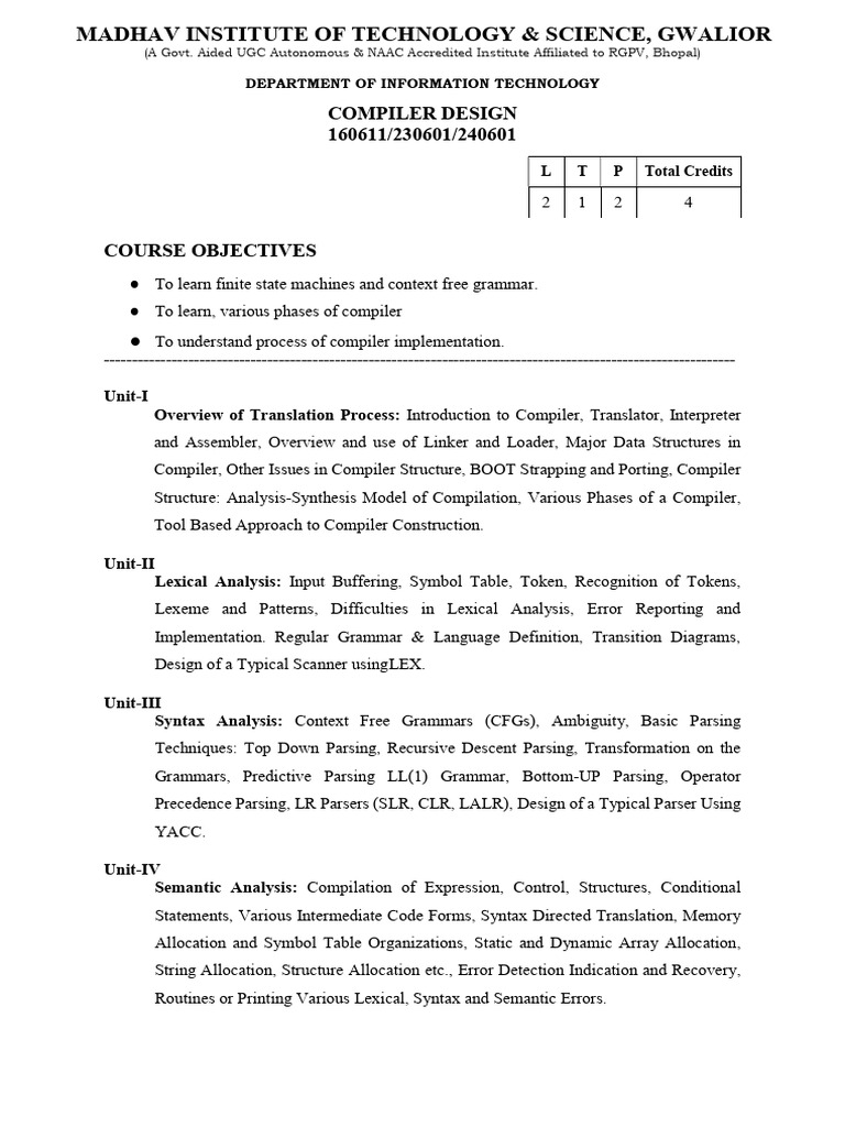 VI SEM - Syllabus | PDF