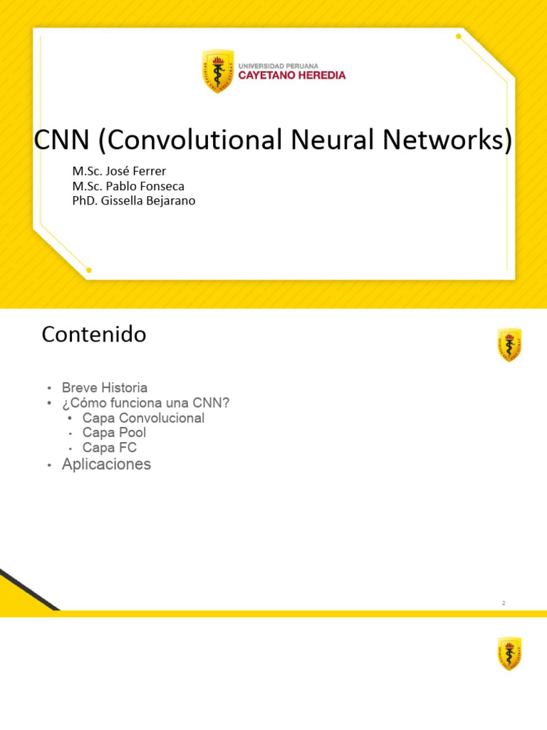 CNN (Convolutional Neural Networks) : M.Sc. José Ferrer M.Sc. Pablo Fonseca Phd. Gissella ...