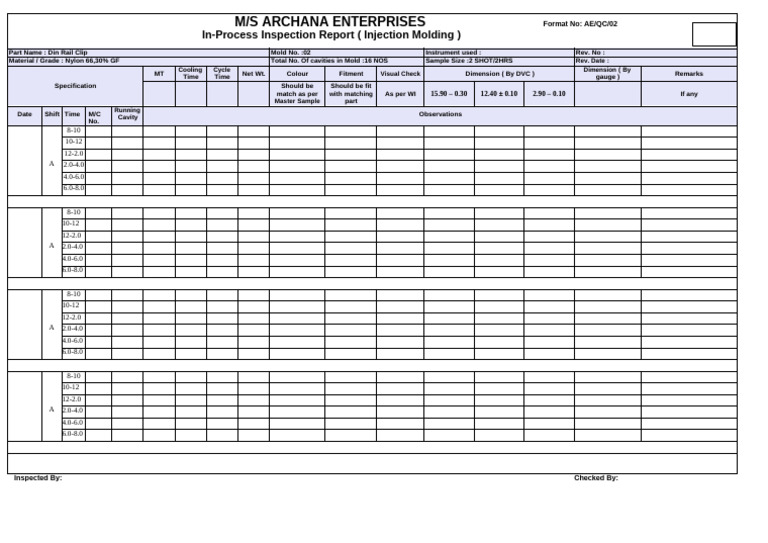 Molding Inspection Report Format | PDF