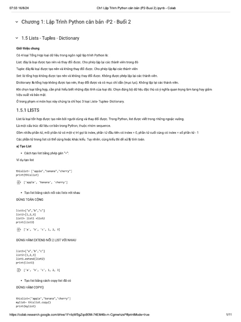 CH1 Lập Trình Python căn bản (P2-B2) | PDF