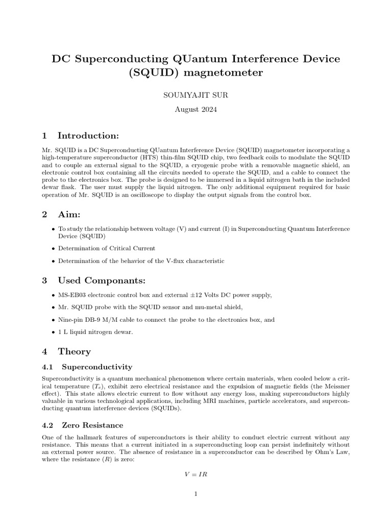 Dc Superconducting Quantum Interference Device Squid Magnetometer Pdf