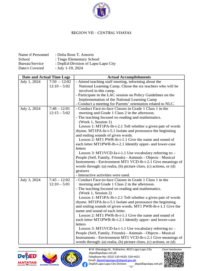 01 NLC Accomplishment | PDF