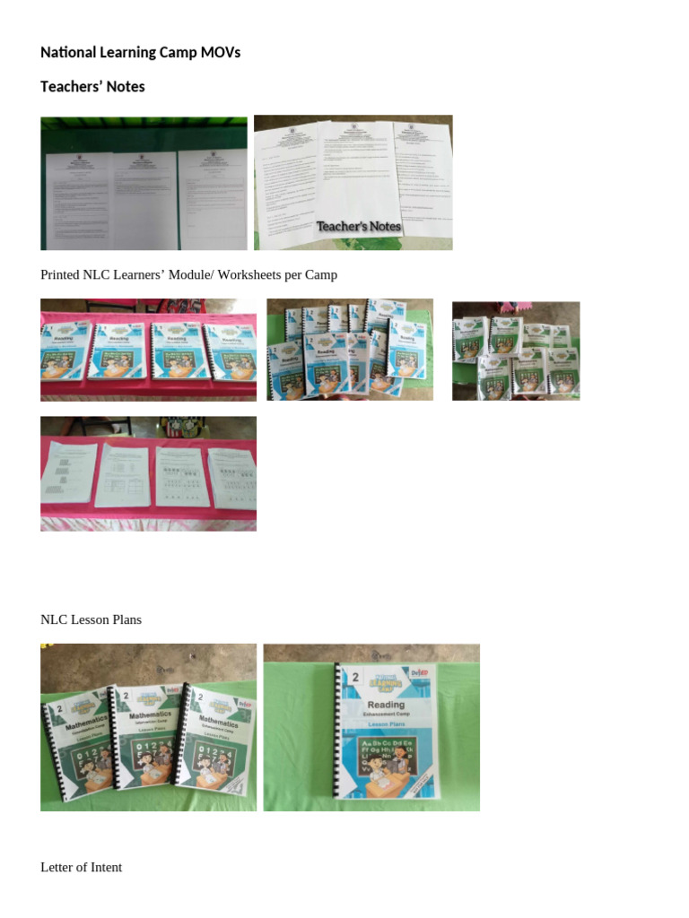 National Learning Camp MOVs | PDF