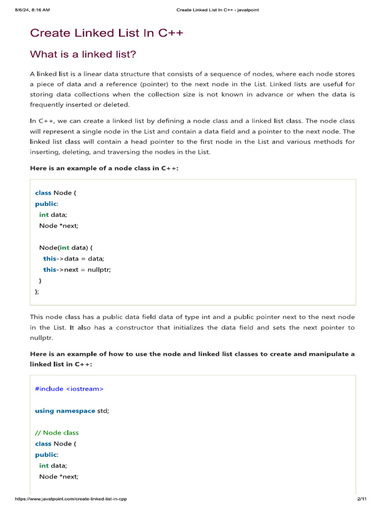 Linked Lists Code | PDF