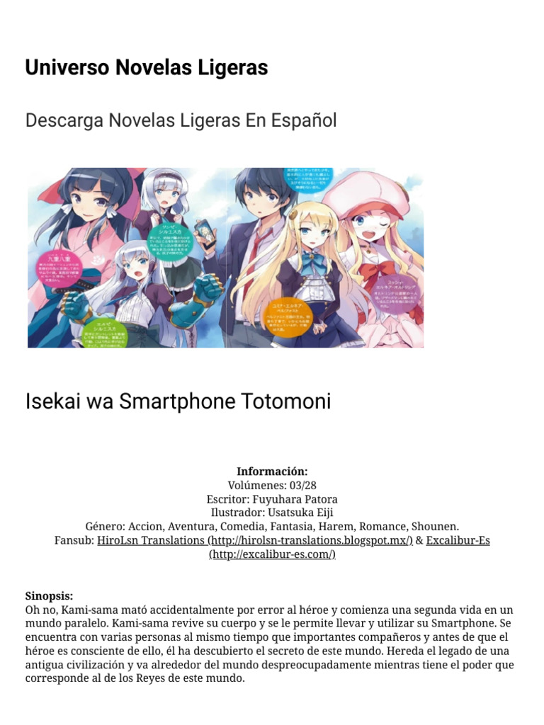 Isekai Wa Smartphone Totomoni - Universo Novelas Ligeras | PDF