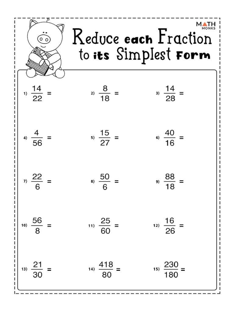 Easy Simplifying Fractions Worksheet | PDF