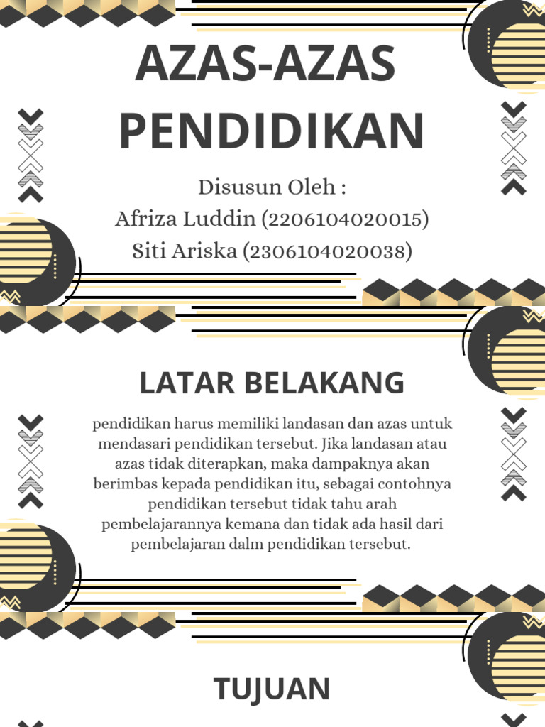 Azas-Azas Pendidikan: Disusun Oleh: Afriza Luddin (2206104020015) Siti Ariska (2306104020038) | PDF