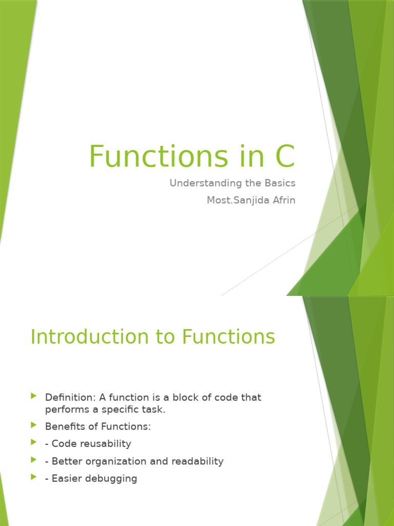 Functions in C Presentation | PDF