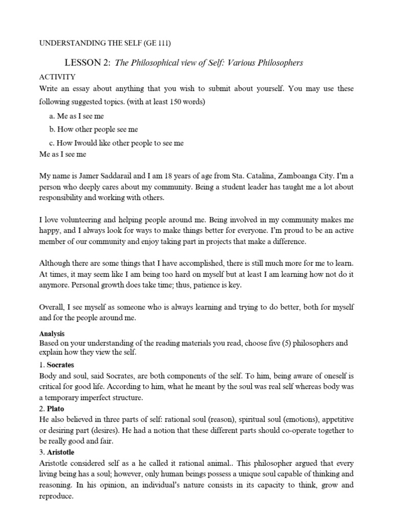 Saddarail, Jamer I. Bsis 1a Ge 111 Lesson 2 | PDF