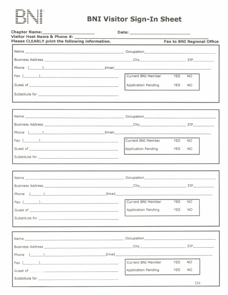 Visitor Signin Sheet | PDF