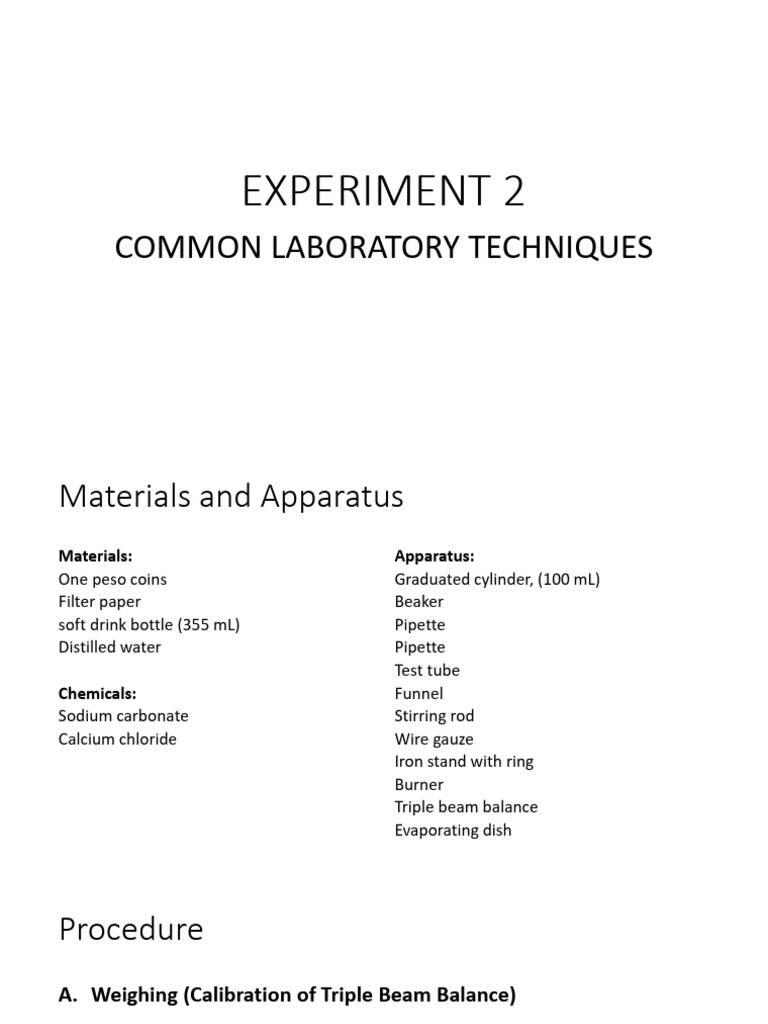 Experiment 2 Common Laboratory Techniques | PDF