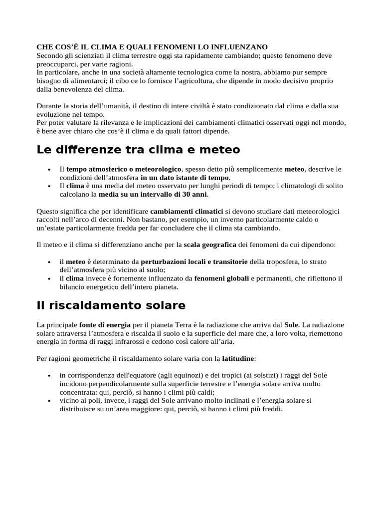 Che Cos'e' Il Clima | PDF