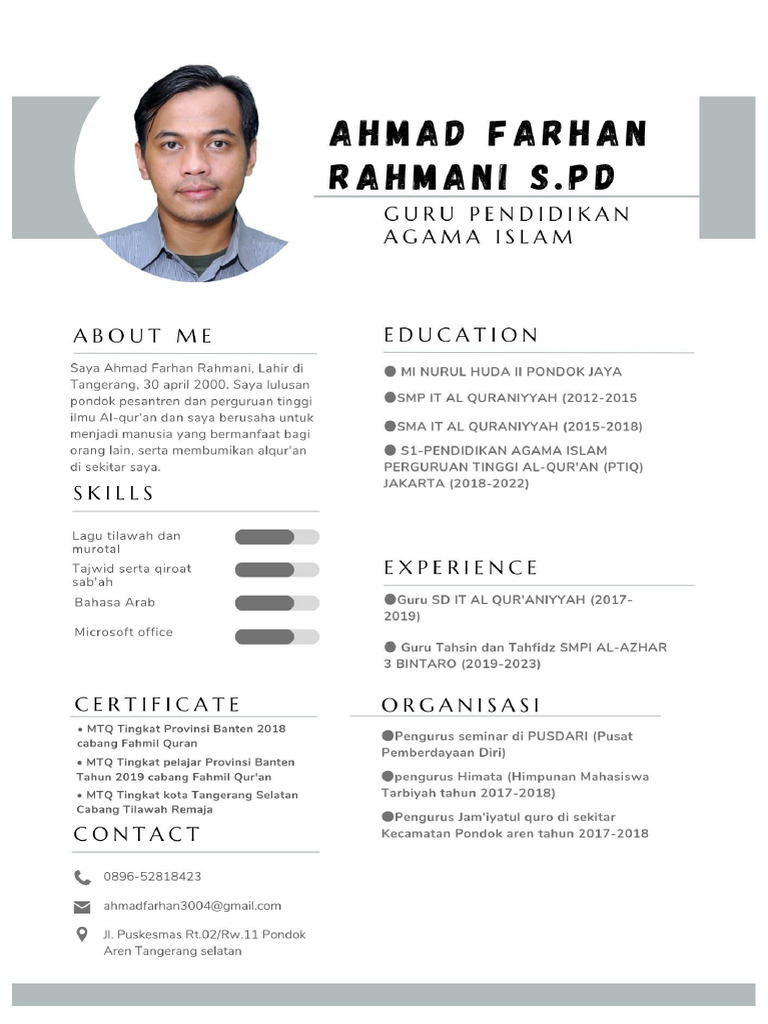 CV Ahmad Farhan. | PDF