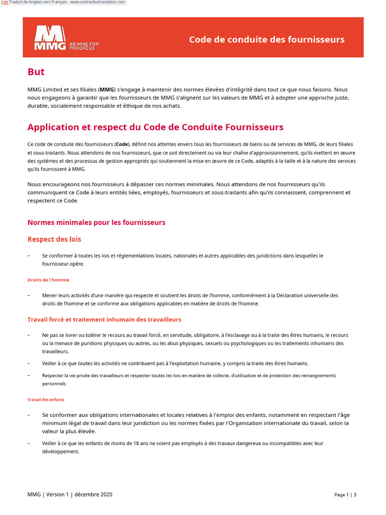 LVMH Supplier Code of Conduct | PDF | Business