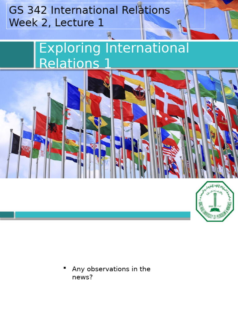 Chapter One - Understanding International Relations | PDF