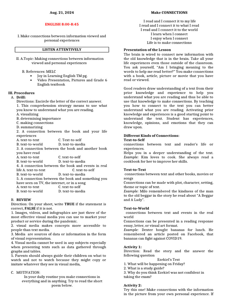 Grade 6 Lesson Plan | PDF | Mixture
