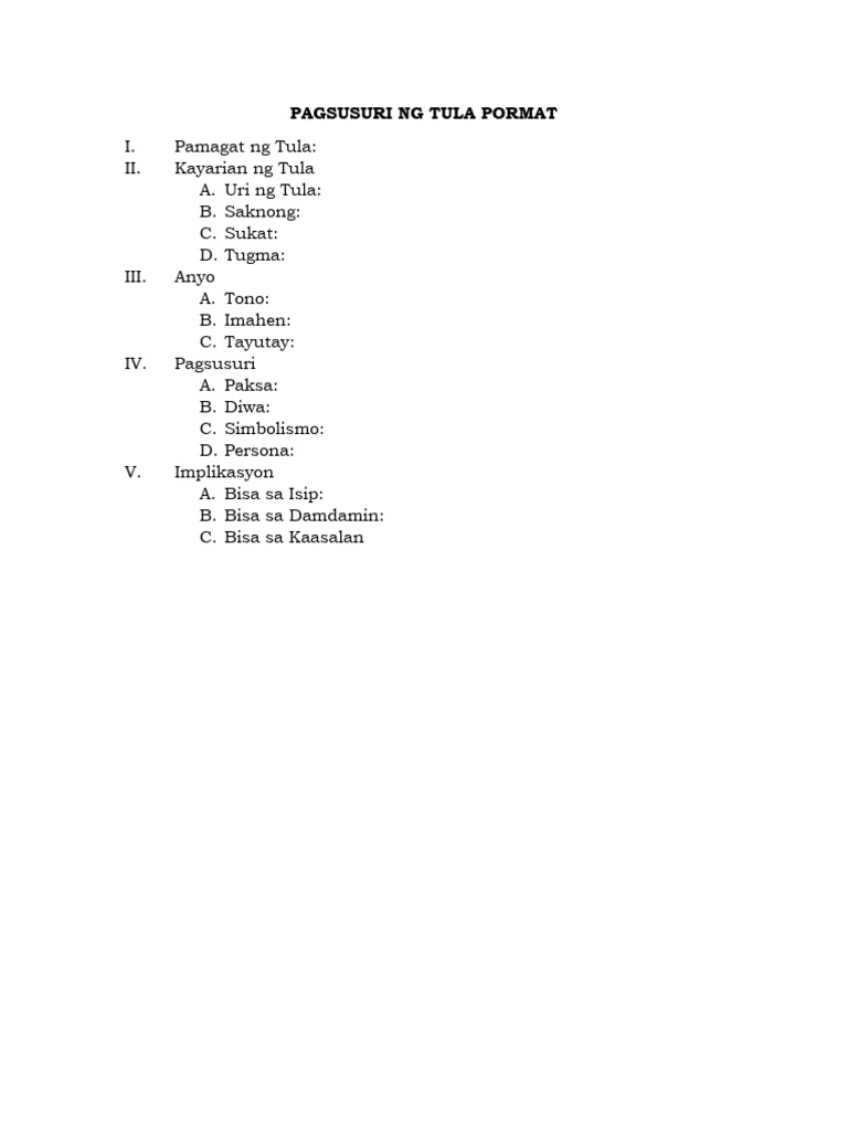 Pagsusuri NG Tula Pormat | PDF
