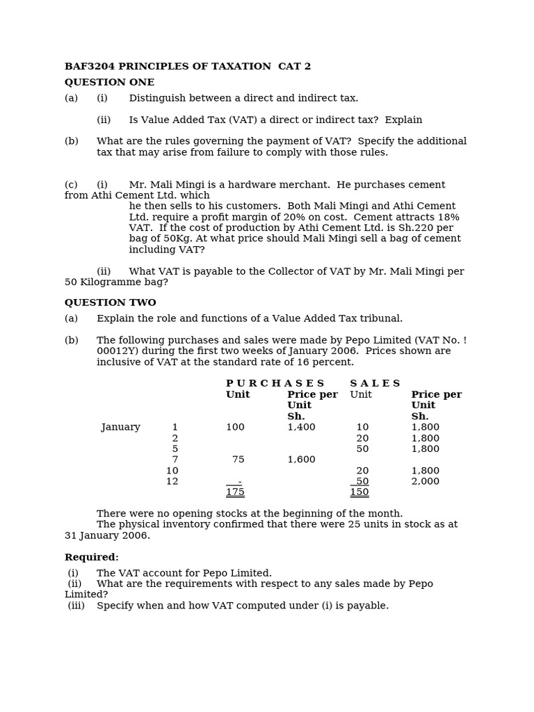 Tax Cat 2 | PDF