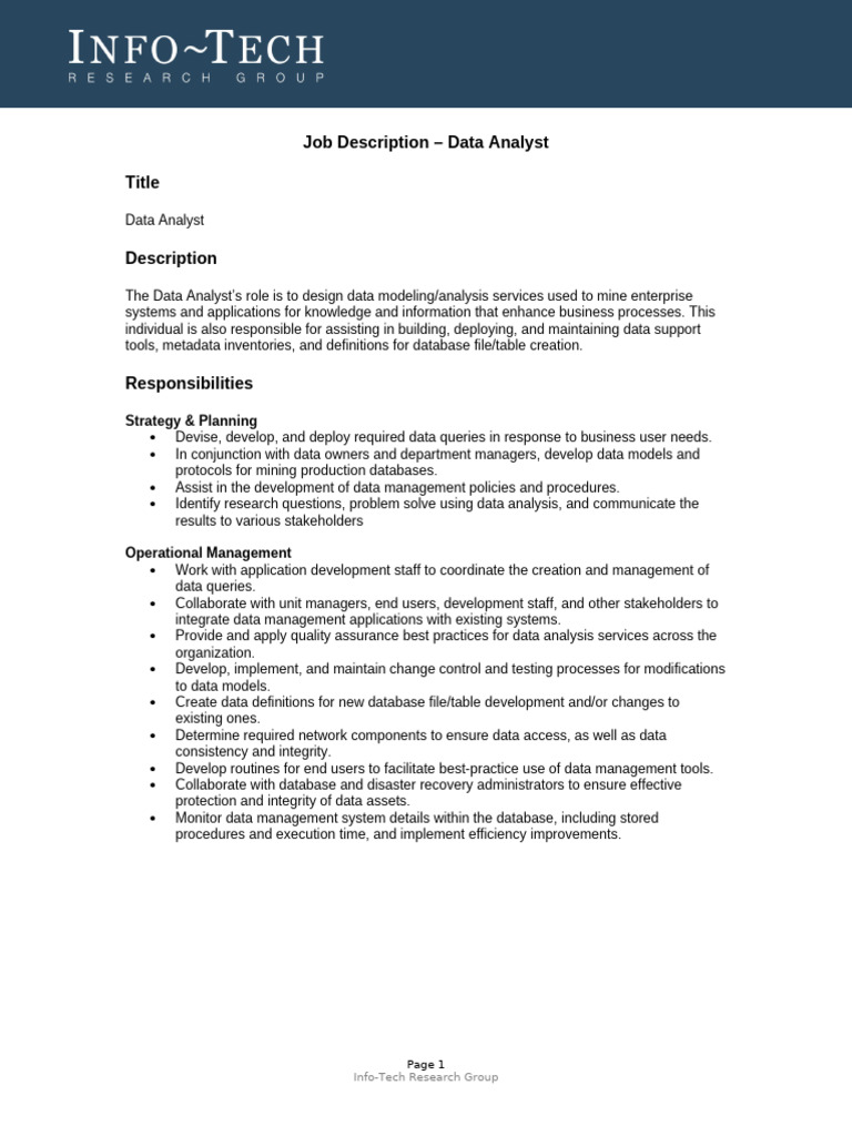 JD Data Analyst | PDF