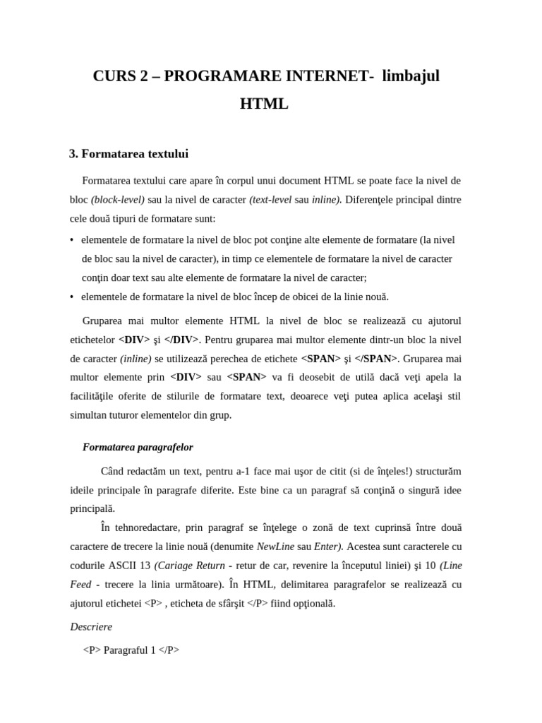 Curs 2-Programare Internet | PDF