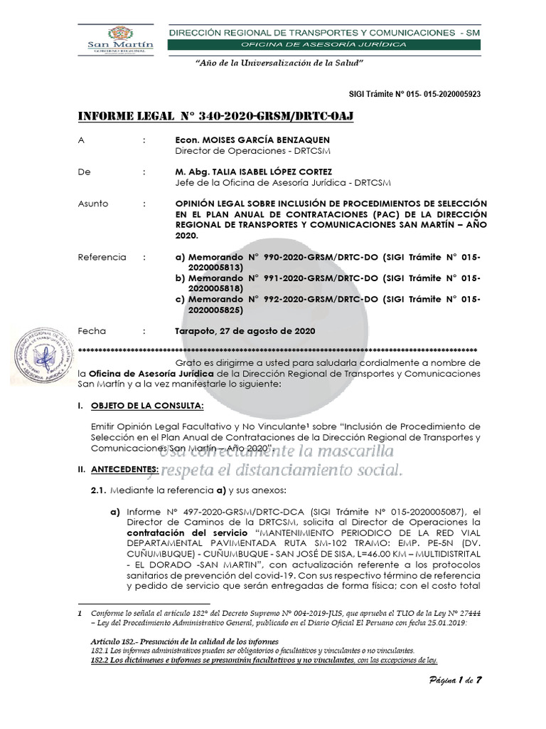 Pac 8 Informe Legal 340 | PDF