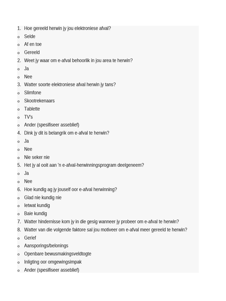 Vraelys_Vrae voorbeelde Afr | PDF