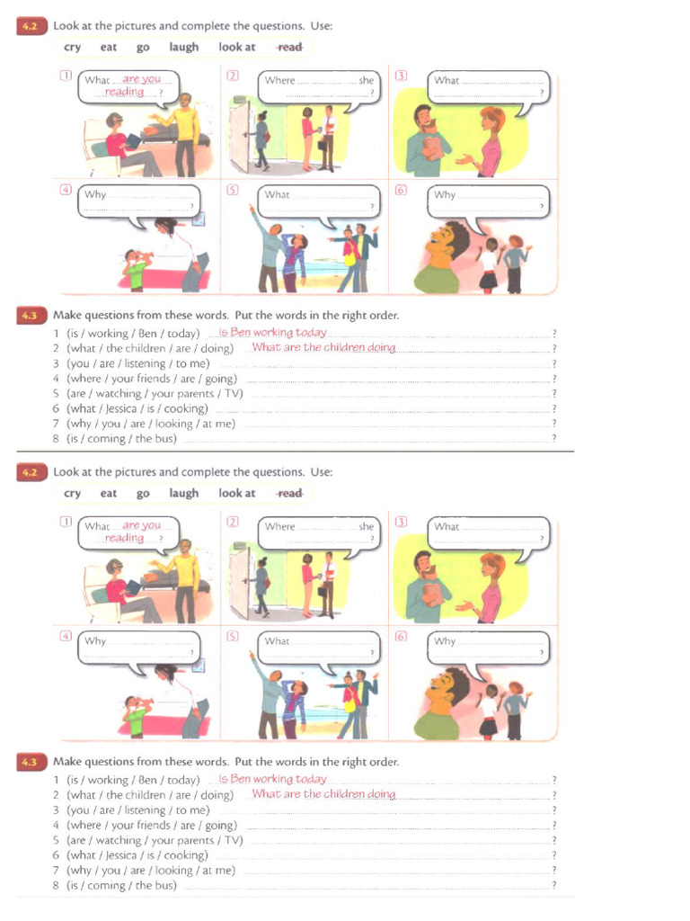 Present Continuous - Questions | PDF