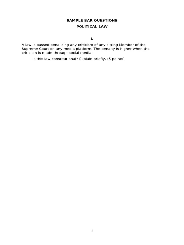 Sample Bar Questions - Poli | PDF