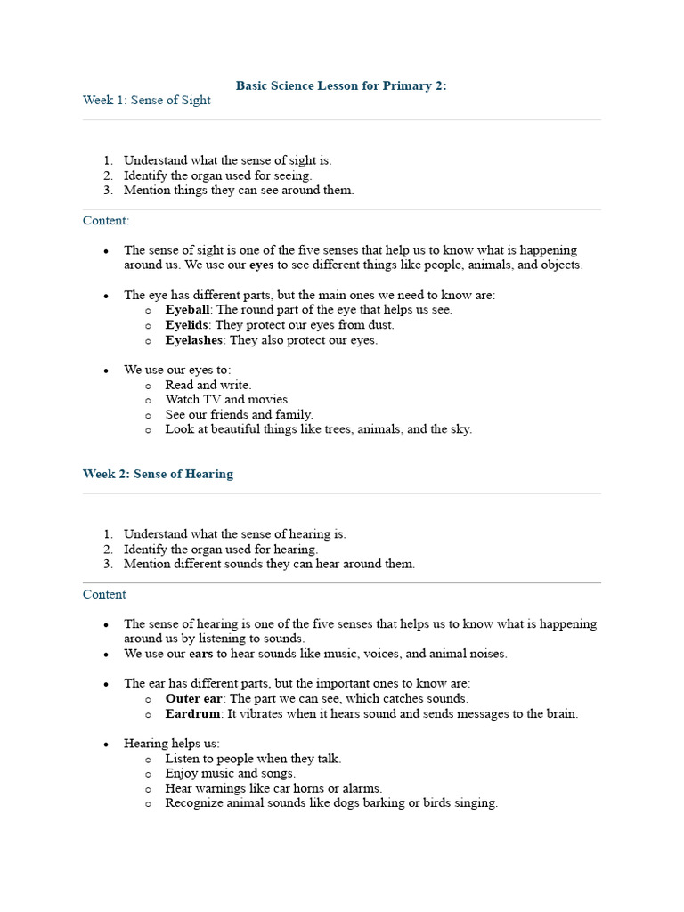 basic science Primary 2 1st term | PDF