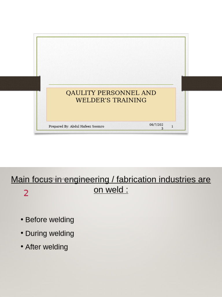 QC and Welder Training Slides | PDF | Welding | Construction