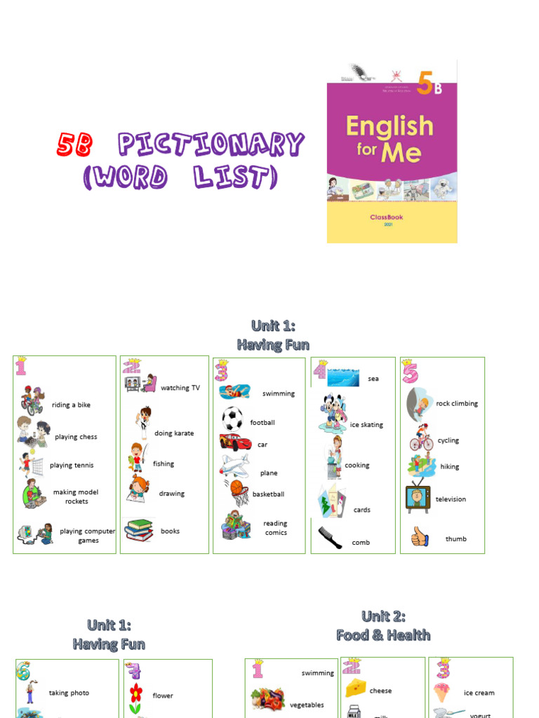 5B Pictionary-Word List | PDF