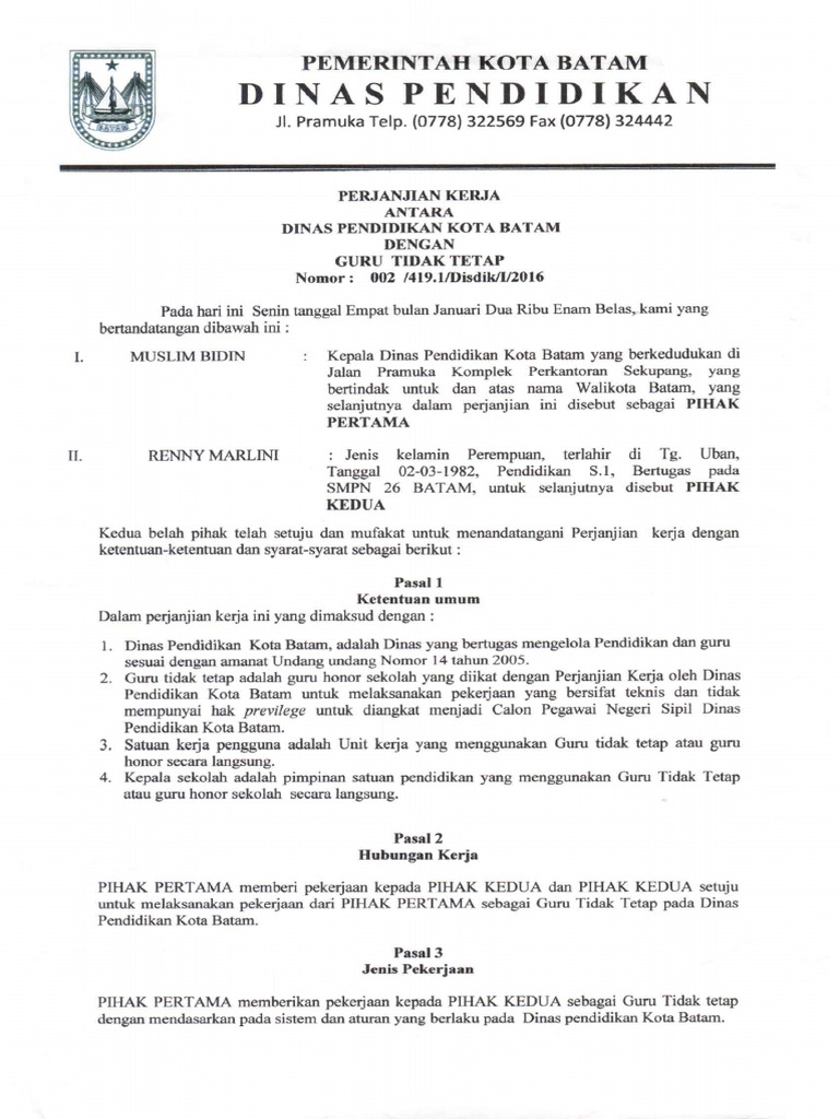 1659 2020 08 12 122134 Kontrak SK - 2016 | PDF