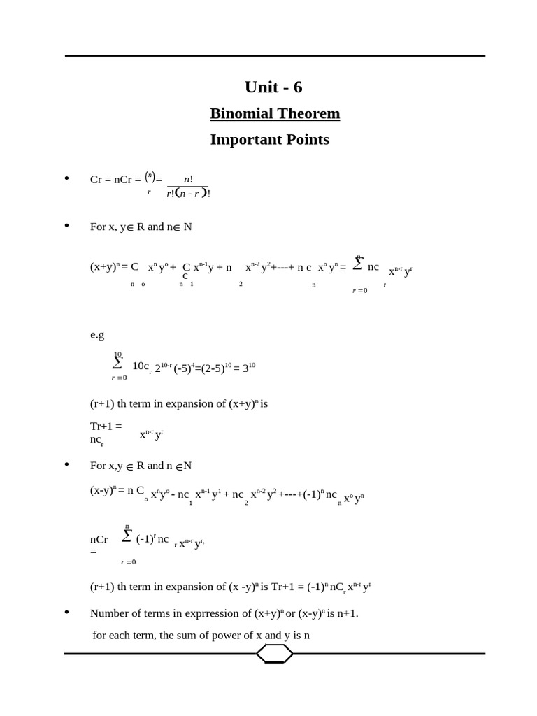 Binomial Theorem | PDF