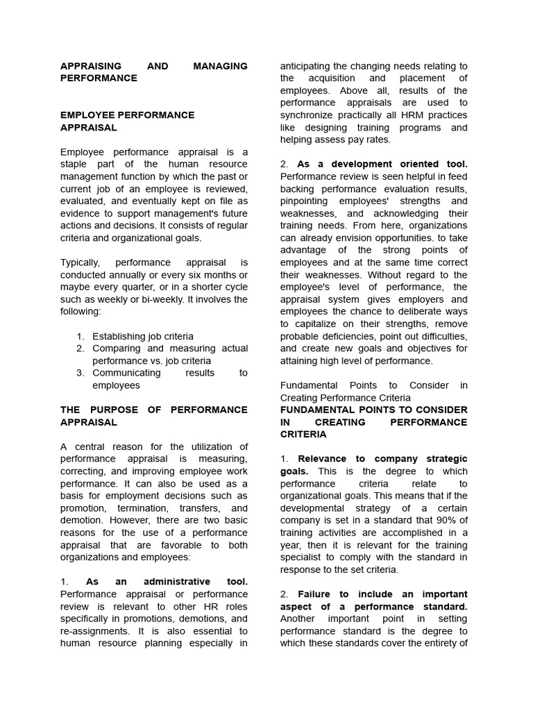 Apprasing and Managing Performance | PDF